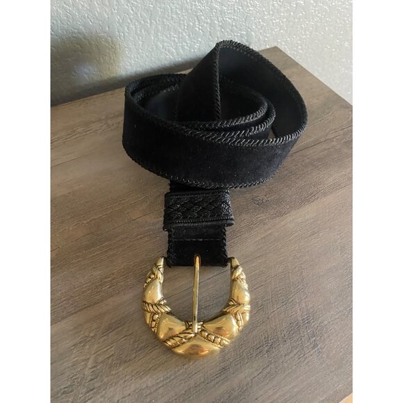 A.BROD | Accessories | A Brod Black Velvet Belt Gold Satin Buckle 3x ...